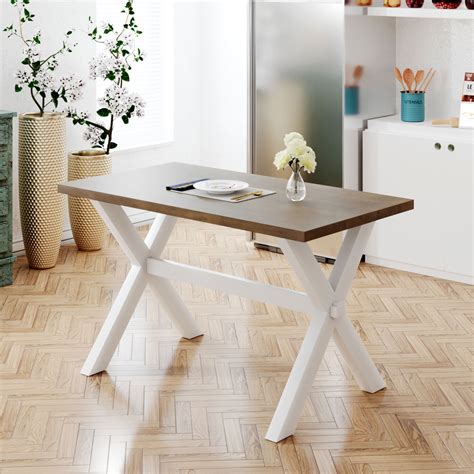 Dining Table Wood Kitchen Table With X Shaped Design Legs Support Multi Functional Wood