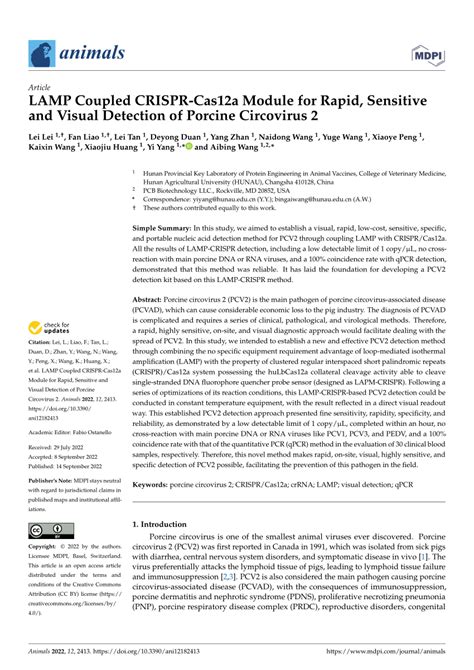 Pdf Lamp Coupled Crispr Cas12a Module For Rapid Sensitive And Visual