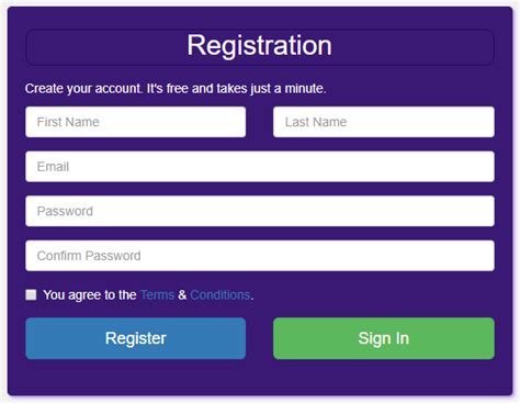 Bootstrap Responsive Registration Form Coderwell