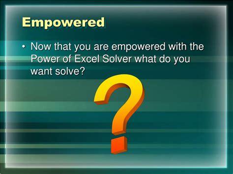 Ppt Using Microsoft Excel Solver Function Powerpoint Presentation