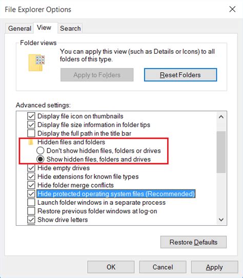 How To Show Hidden Or System Files In Windows 10