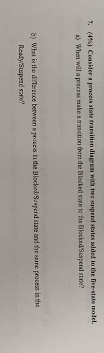 Solved Consider A Process State Transition Diagram With Chegg