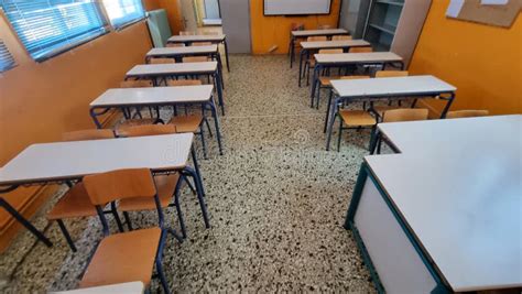 Class Of Elemantary School Desk Chairs Board Empty Stock Image Image Of Year Empty 328688851