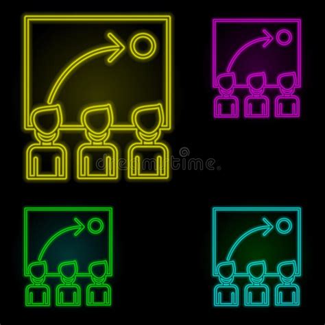 Corporate And Business Statistics Team Teamwork Neon Color Set Icon