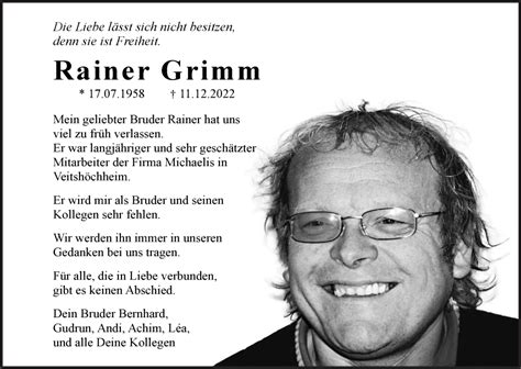 Rainer Grimm Traueranzeige Frankende