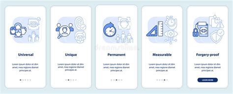 Advantages Of Biometric Data Light Blue Onboarding Mobile App Screen Stock Vector Illustration