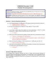 PS1 Course Intro Solutions Pdf CHEE3004 Semester 2 2020 Problem Set Assignment 1