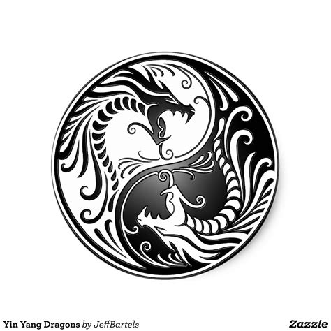 Yin Yang Dragons Classic Round Sticker Zazzle Yin Yang Tattoos