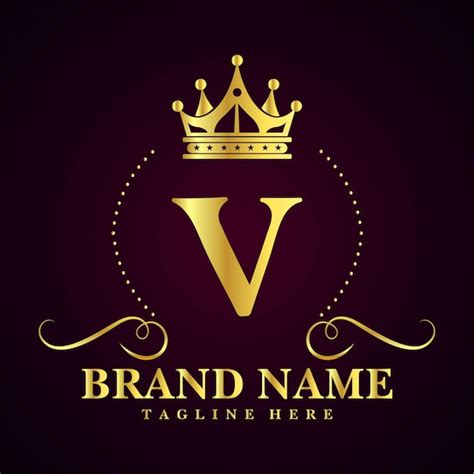 로열 레터 V 럭셔리 크라운 로고 디자인 터 일러스트레이션 프리미엄 벡터