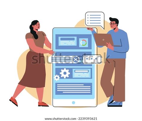 Concept Software Development Young Man Woman Stock Vector Royalty Free