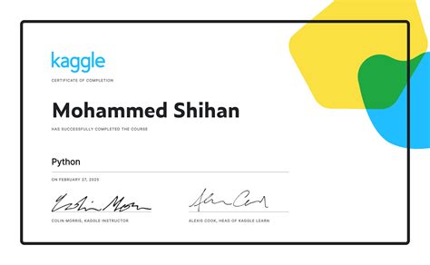 Mohammed Shihan Completed The Python Course On Kaggle