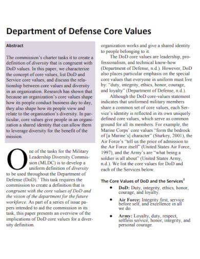 Core Values Examples Pdf Examples