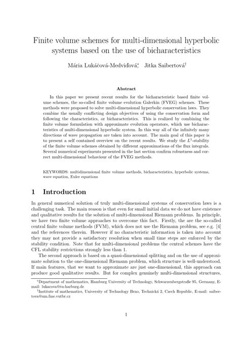 Pdf Finite Volume Schemes For Multi Dimensional Hyperbolic Systems
