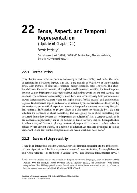 Pdf Tense Aspect And Temporal Representation
