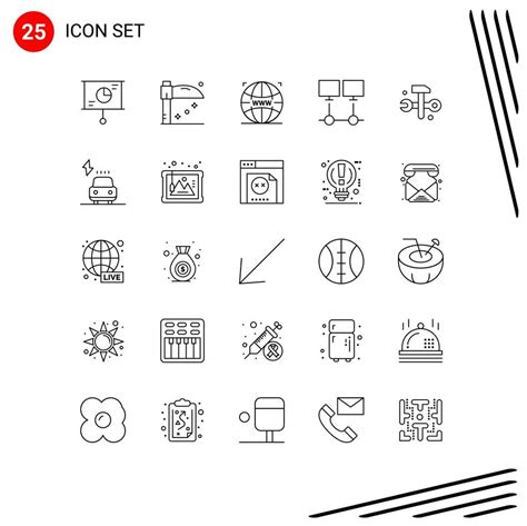 User Interface Pack Of 25 Basic Lines Of Databases Server Web Network