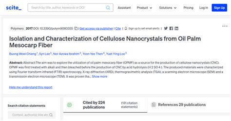 Isolation And Characterization Of Cellulose Nanocrystals From Oil Palm