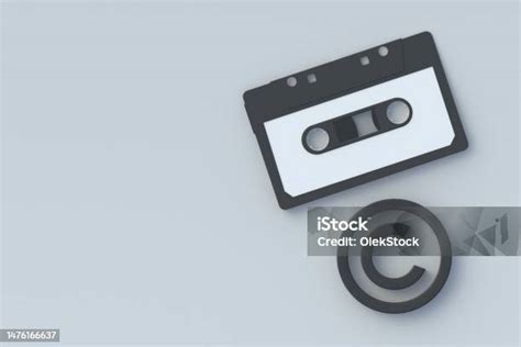 카세트 근처의 저작권 기호 지적 재산권 개념입니다 음악 또는 노래의 저작권 평면도 공간을 복사합니다 3d 렌더링 3차원 형태에 대한 스톡 사진 및 기타 이미지 Istock