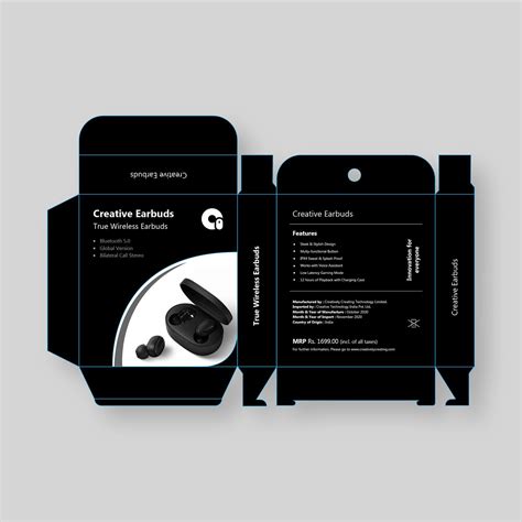 Creative Earbuds Packaging Design Black And White Earbud Packaging