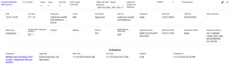 Billing Outpatient Billable Evaluations And Group Sessions Loc