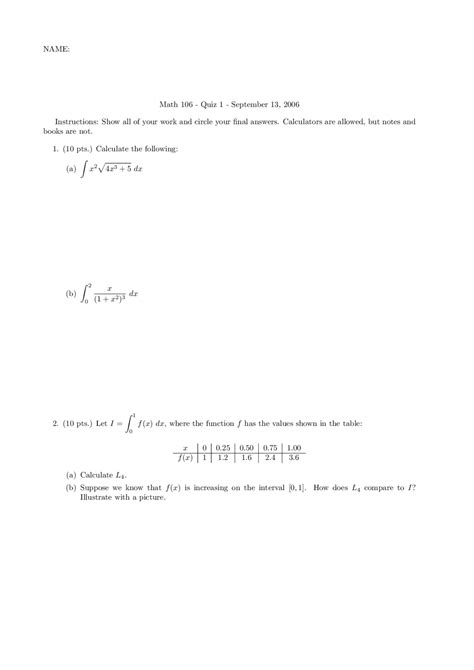 calculate calculus quiz docsity