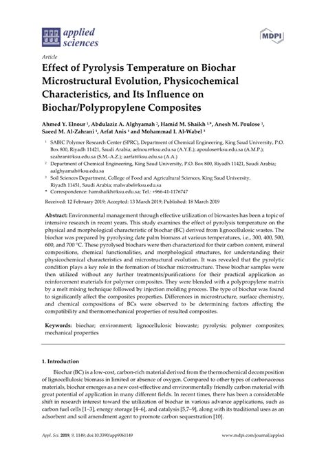 Pdf Effect Of Pyrolysis Temperature On Biochar Microstructural Evolution Physicochemical