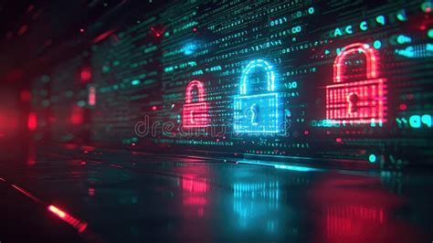 vibrant digital security lock illustration stock illustration