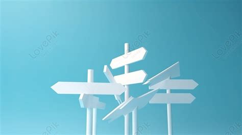 파란색 배경에 흰색 방향 화살표가 있는 3d 렌더링 빈 표지판 간판 배경 표지판 배경 3d 표지 배경 이미지 Hd 간판 표지판 3d 표지 배경 사진 무료 다운로드