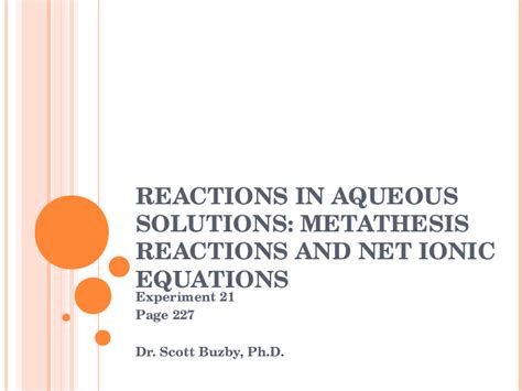 Ppt Experiment 21 Reactions In Aqueous Solutions