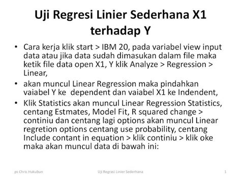 (PDF) Uji regresi linier sederhana x1 terhadap y - PDFSLIDE.NET