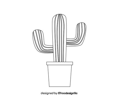 Potted Cactus Plant Black And White Clipart Free Download