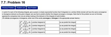 solved 1 point for each of the following integrals give a