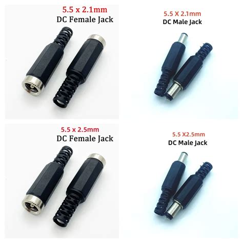 Dc 전원 잭 소켓 커넥터 수 암 Dc005 Dc022 Dc099 Dc 플러그 소켓 너트 패널 마운트 어댑터 55x2