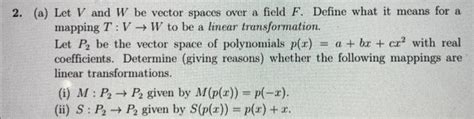 solved a let v and w be vector spaces over a field f