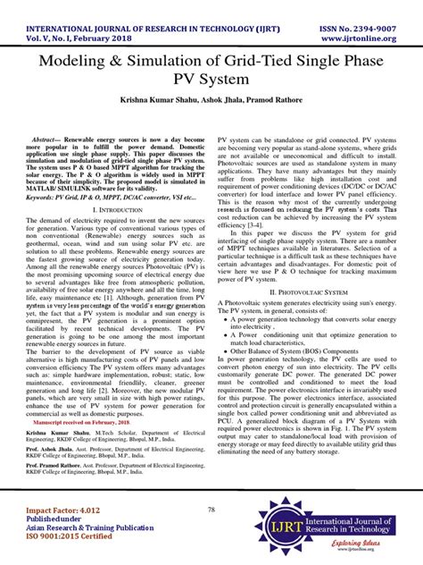 modeling and simulation of grid tied single phase pv system pdf