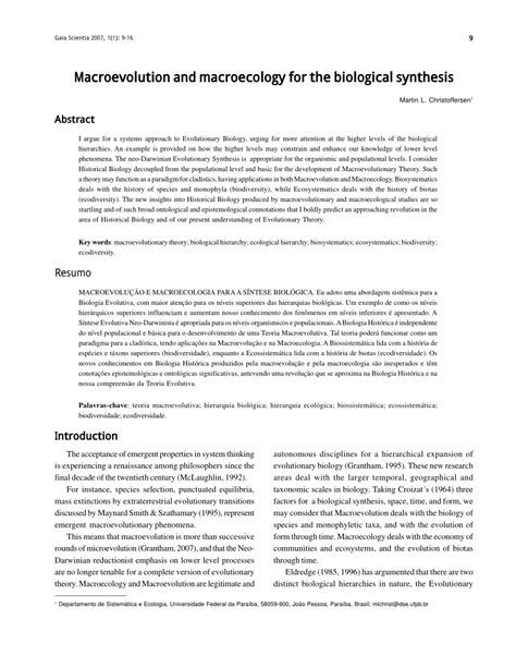 Pdf Macroevolution And Macroecology For The Biological Synthesis