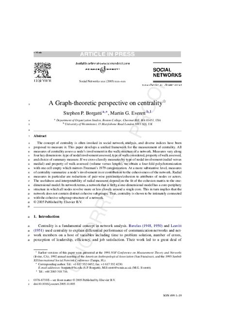 Pdf A Graph Theoretic Perspective On Centrality