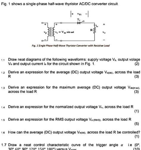 Texts Fig 1 Shows A Single Phase Half Wave Thyristor Acdc Converter Circuit Fig 1 Single Phase
