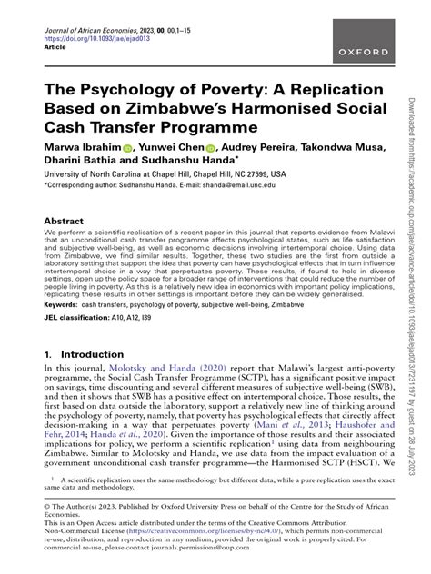 The Psychology Of Poverty A Replication Based On Z Pdf Poverty