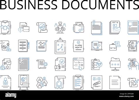 Business Documents Line Icons Collection Contracts Agreements Invoices Proposals Quotes