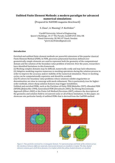PDF Unfitted Finite Element Methods A Modern Paradigm For Advanced Numerical Simulations