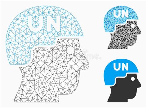 United Nations Soldier Helmet Vector Mesh Network Model And Triangle Mosaic Icon Stock Vector