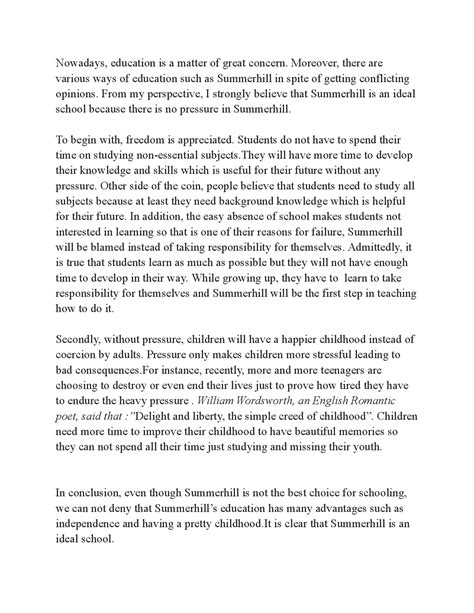 Summerhill The Normal Exercise In Class Eap5 Exercises Media