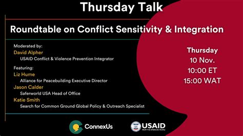 Thursday Talk Conflict Sensitivity And Integration 1 With Usaid Learn With Spark