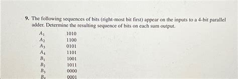 Solved The Following Sequences Of Bits Right Most Bit