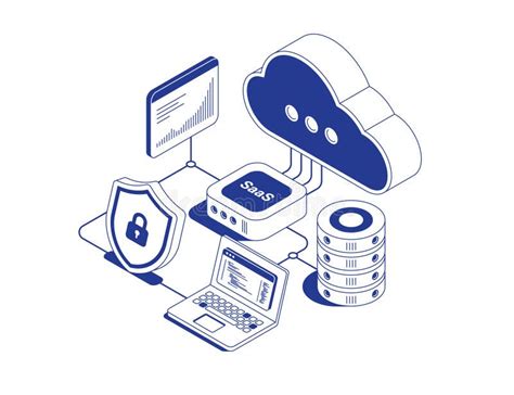 Saas Cloud Server Technology System With Processor Laptop And Browser