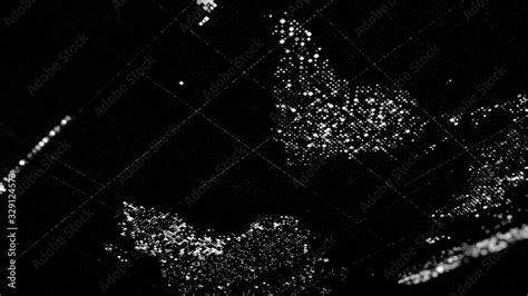 Global Technology World Map Formed By Blinking Small Particles On Black
