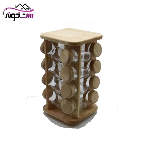 جا ادویه چوبی مدل آوا 16 تایی چرخشی