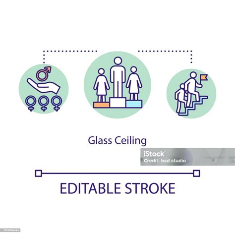 유리 천장 지불 아이콘입니다 남녀 임금 격차 성별 불평등 경력 개발 장벽 아이디어 얇은 라인 일러스트 벡터 절연 윤곽선 Rgb