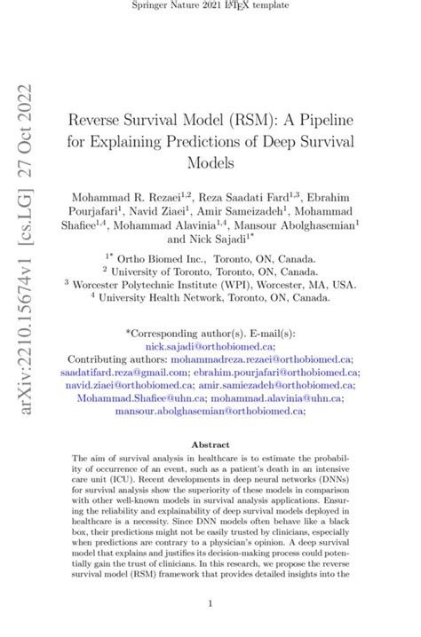 Reverse Survival Model Rsm A Pipeline For Explaining Predictions Of