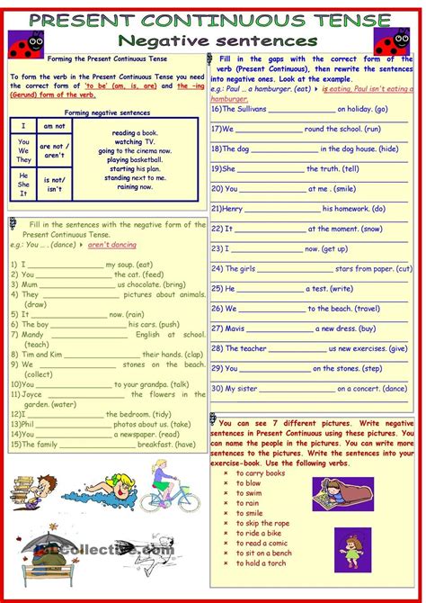 Present Continuous Affirmative Negative And Questions Exercises Pdf